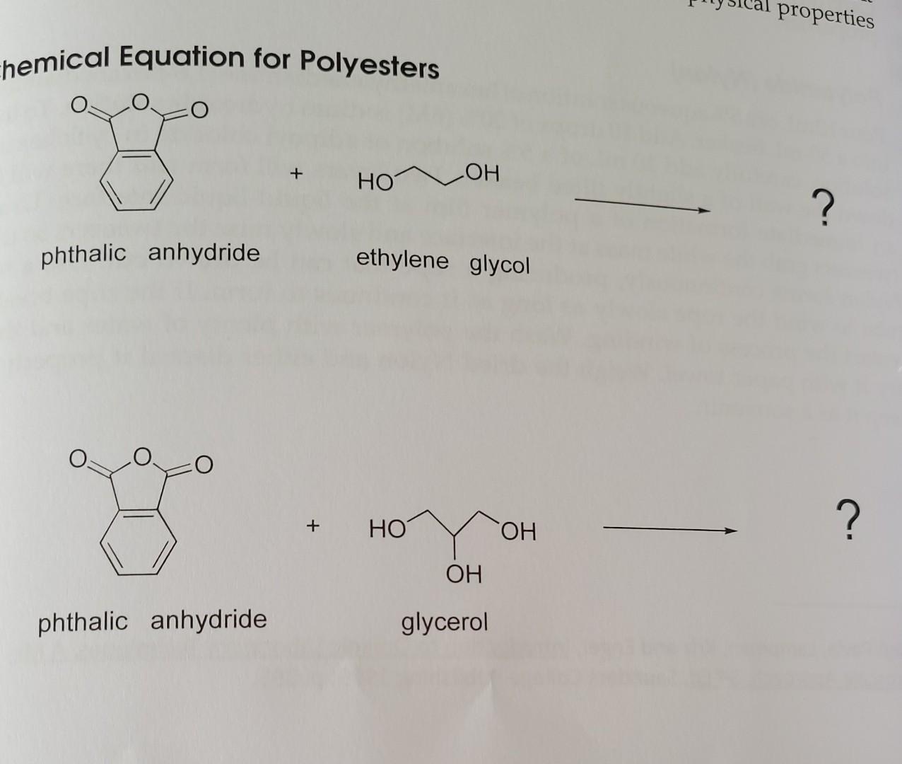 Solved properties Chemical Equation for Polyesters НО LOH ? | Chegg.com