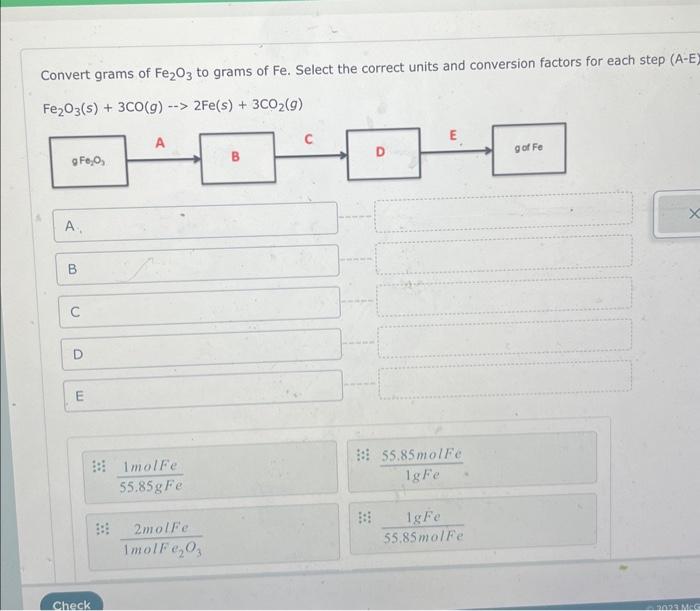 Solved Convert grams of Fe2O3 to grams of Fe. Select the | Chegg.com