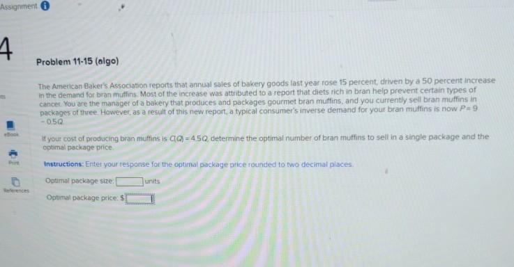 Solved Problem 11-15 (algo)The Amencan Baker's Association | Chegg.com