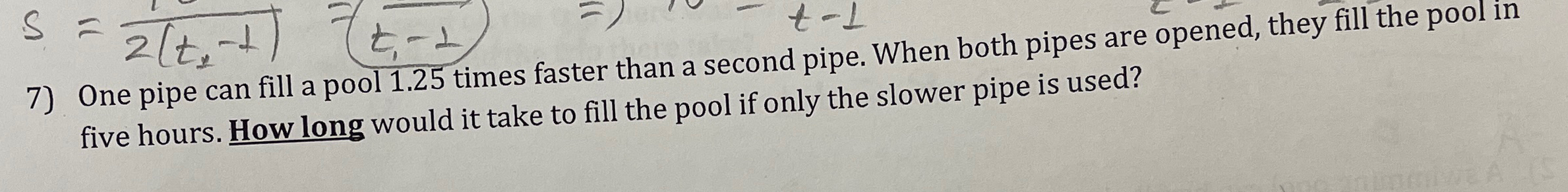 Solved S=12(t2-1)=t1-1One pipe can fill a pool 1.25 ﻿times | Chegg.com