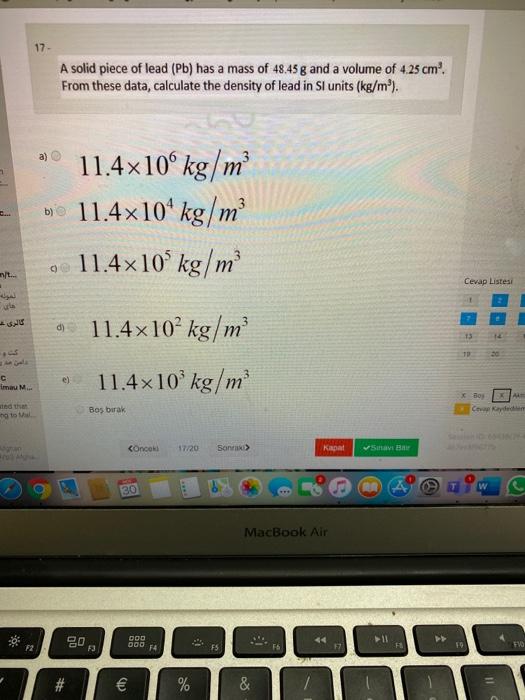 Solved 17- A solid piece of lead (Pb) has a mass of 48.45g | Chegg.com