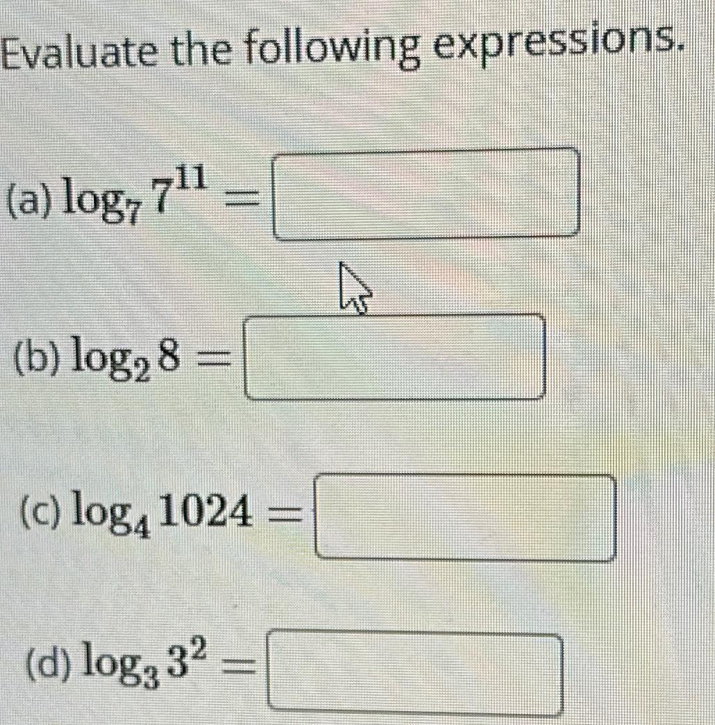 Solved Evaluate the following | Chegg.com