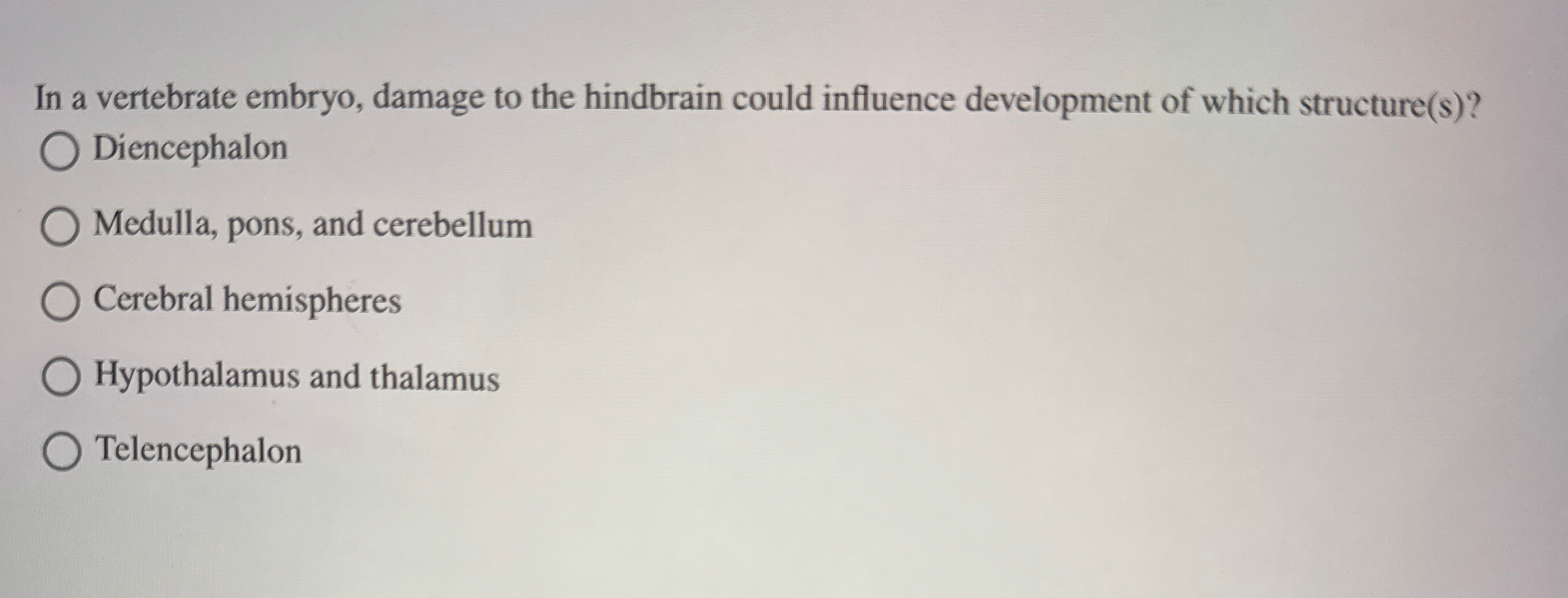 High Quality SOLUTION In a vertebrate embryo, damage to the hindbrain ...
