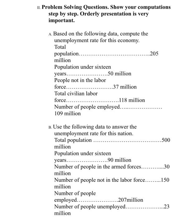 Solved 11. Problem Solving Questions. Show your computations | Chegg.com