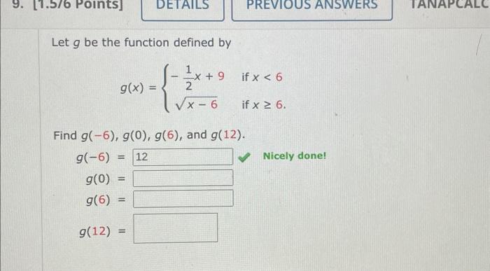 Solved Let g be the function defined by g(x)={−21x+9x−6 if | Chegg.com