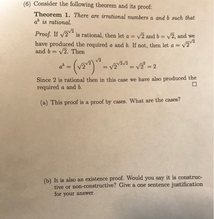 Solved (6) Consider the following theorem and its proof: | Chegg.com