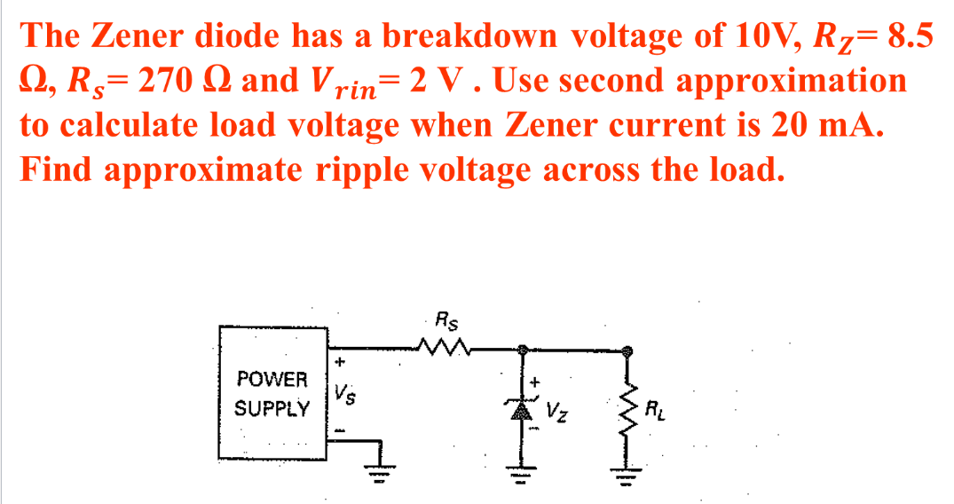 Solved The Zener diode has a breakdown voltage of | Chegg.com