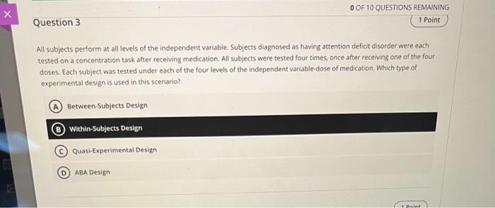 Solved All subjects perform at all levels of the independent | Chegg.com