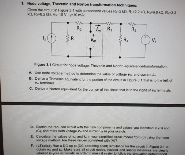 Solved 1. Node voltage, Thevenin and Norton transformation | Chegg.com