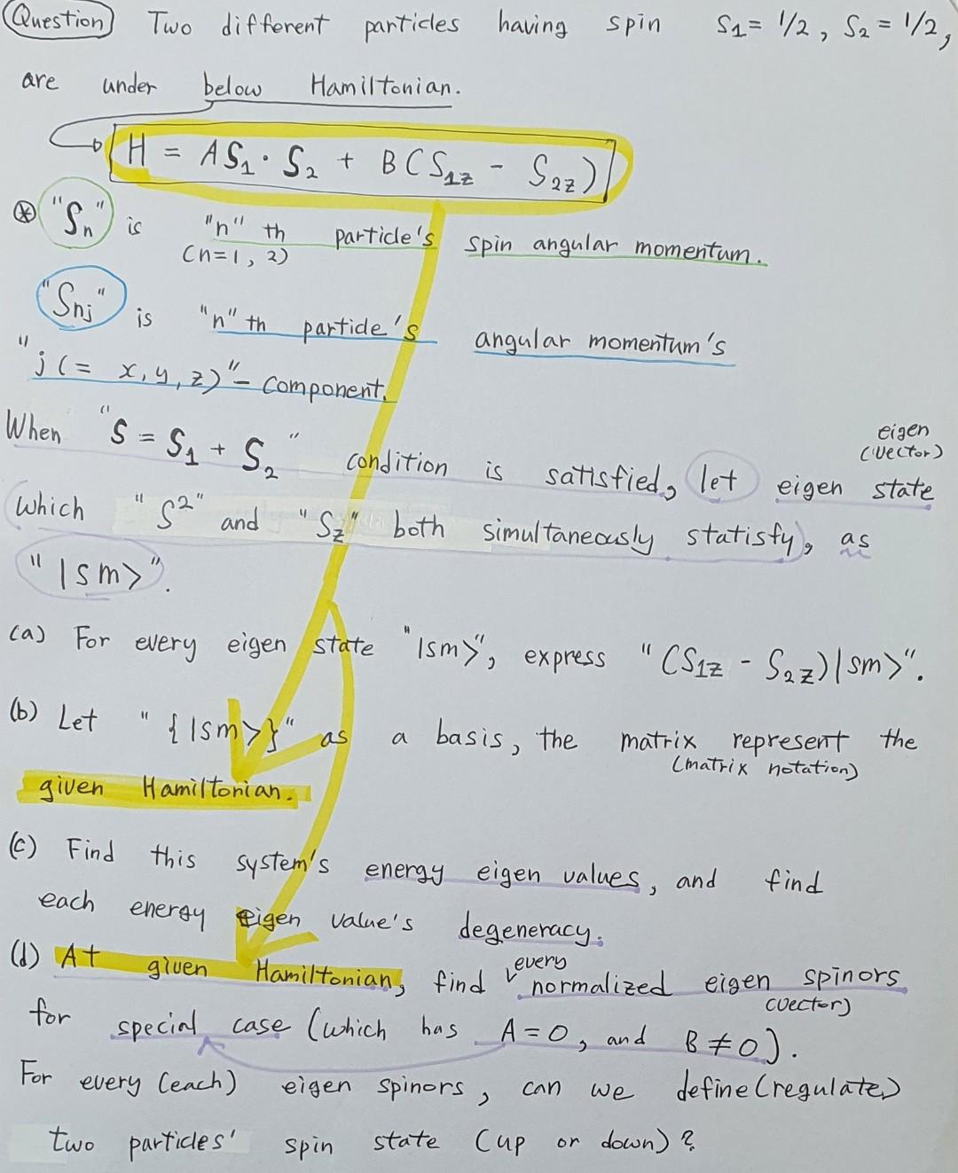 Solved (Question) Two different particles having spin | Chegg.com