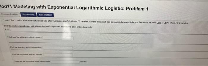 d11 Modeling with Exponential Logarithmic Logistic: | Chegg.com