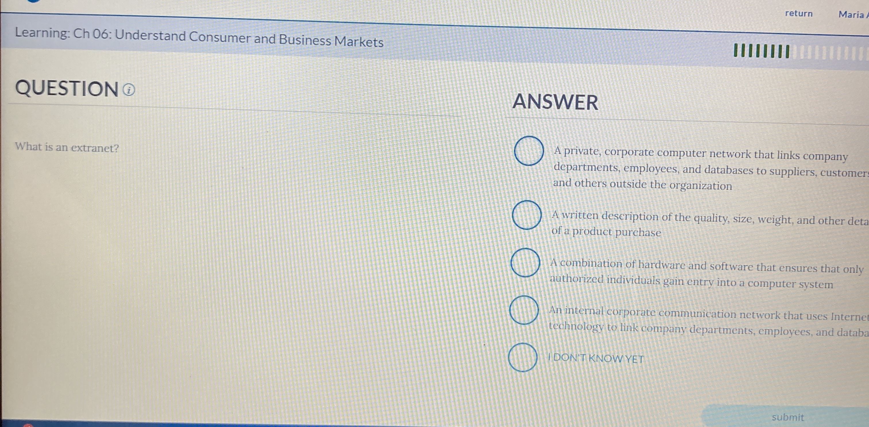 Solved What is an extranet?A private, corporate computer | Chegg.com