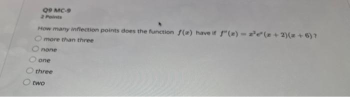 Solved How many inflection points does the function f(x) | Chegg.com