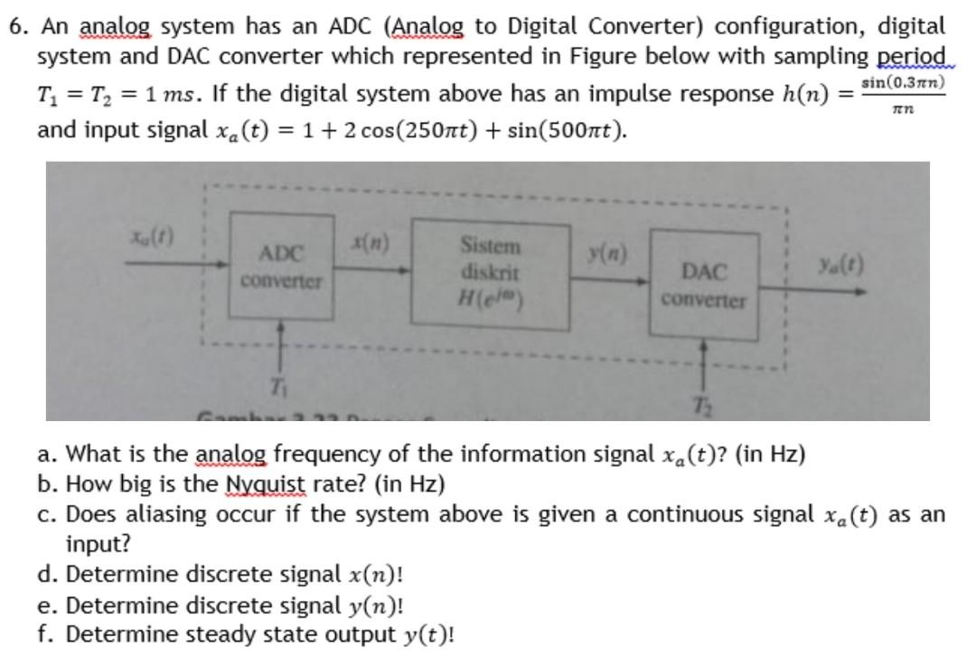 Solved 6. An analog system has an ADC (Analog to Digital | Chegg.com