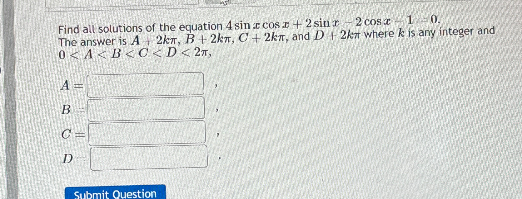 Solved Find all solutions of the equation | Chegg.com