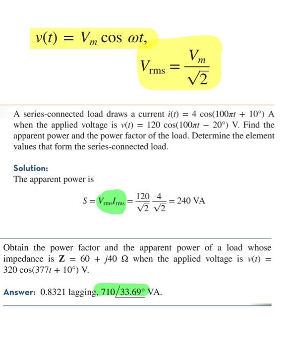 Solved I believe Vrms is just Vm over square root of Vm. Btw | Chegg.com