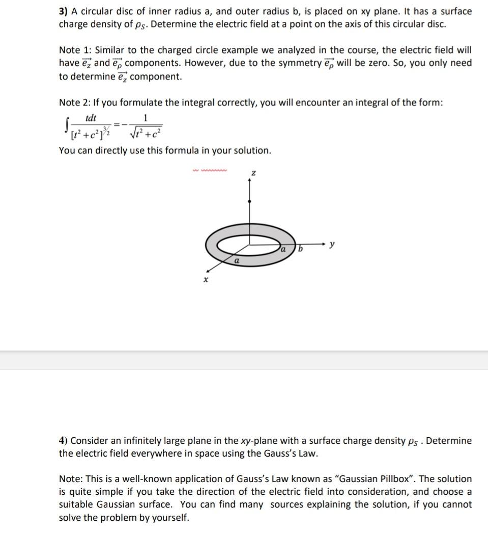 Solved 3) A circular disc of inner radius a, and outer | Chegg.com