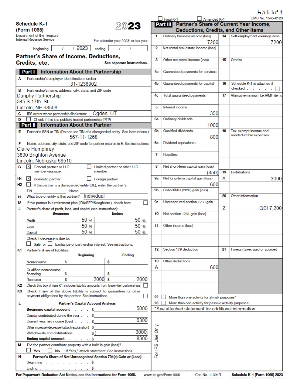 Complete part 1 ﻿of the SE (1040) 2023 ﻿form for | Chegg.com