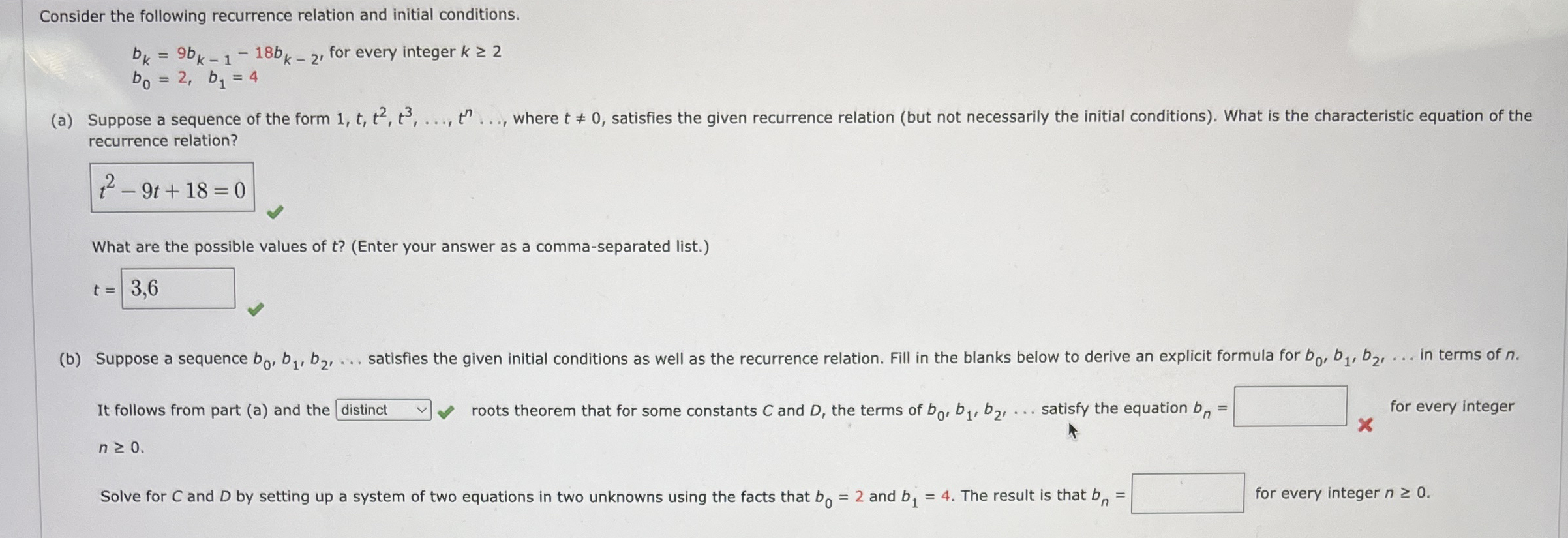 Solved Consider the following recurrence relation and | Chegg.com