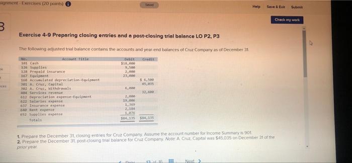 Solved signment Exercises (20 points) Help Seve Exit Submit | Chegg.com
