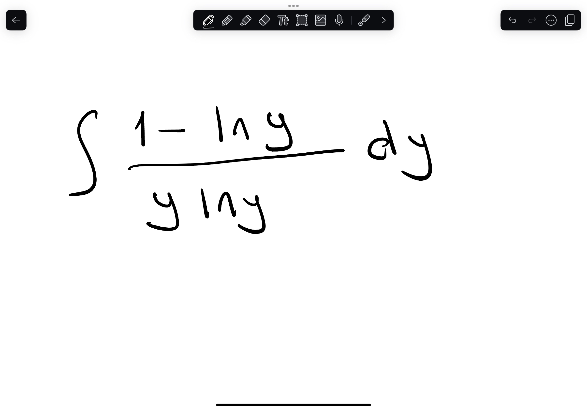 Solved ∫﻿﻿1-lnyylnydy | Chegg.com