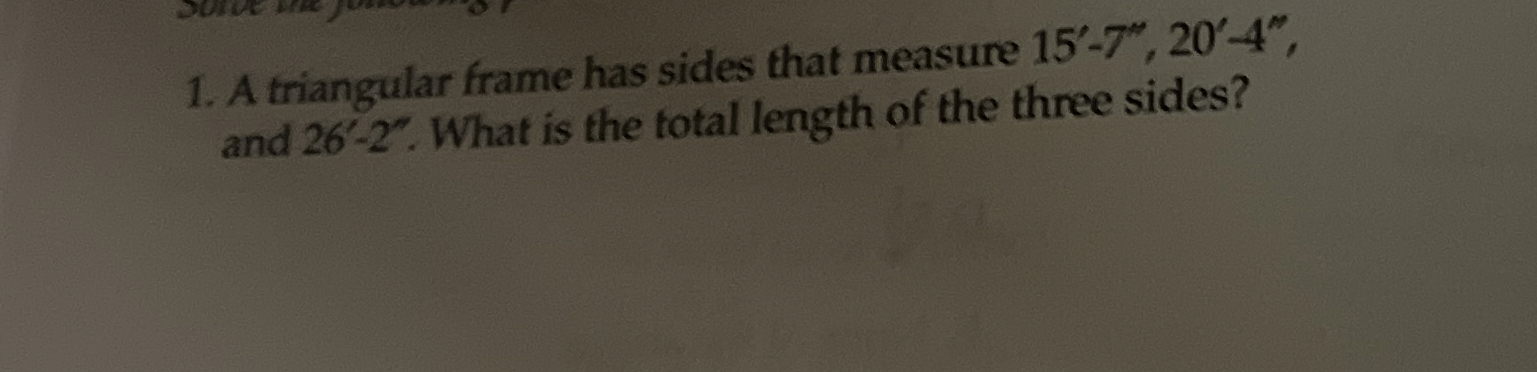 A triangular frame has sides that measure | Chegg.com