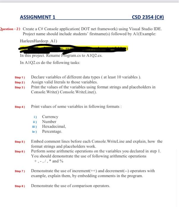 Solved 1) Write a C# program using Notepad (do not use | Chegg.com