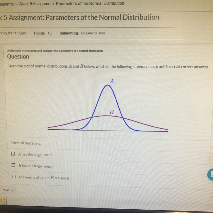 Solved gnments > Week 5 Assignment: Parameters of the Normal | Chegg.com