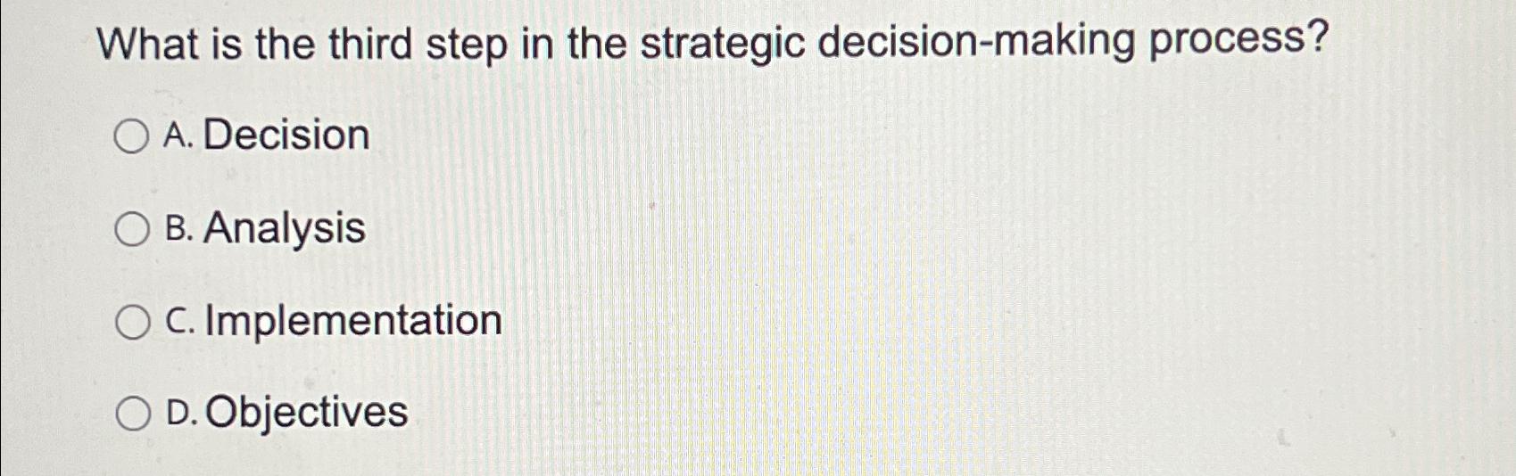 Solved What is the third step in the strategic | Chegg.com