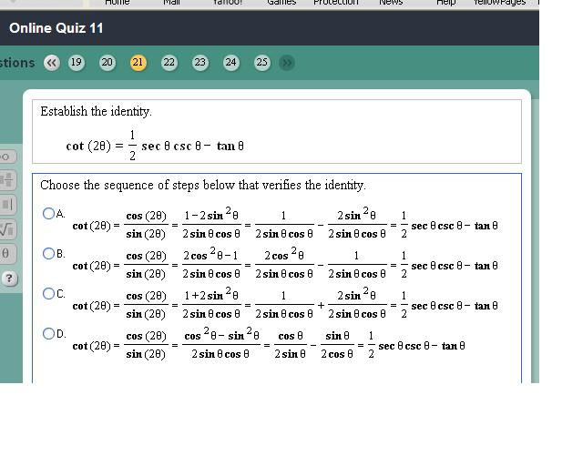 Solved Establish the identity cos( 2theta) = 1/2 sec theta | Chegg.com