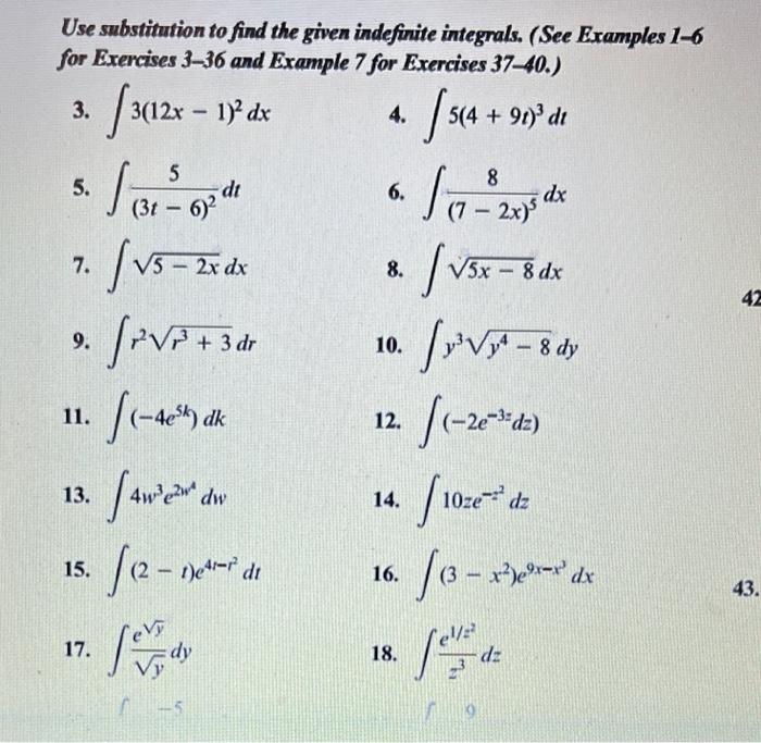 Solved Use substitution to find the given indefinite | Chegg.com