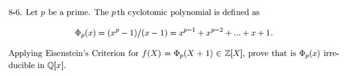 Solved 8-6. Let p be a prime. The pth cyclotomic polynomial | Chegg.com