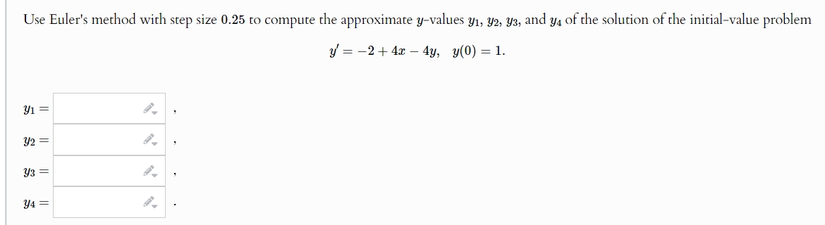 Solved Use Euler's method with step size 0.25 to ﻿compute | Chegg.com