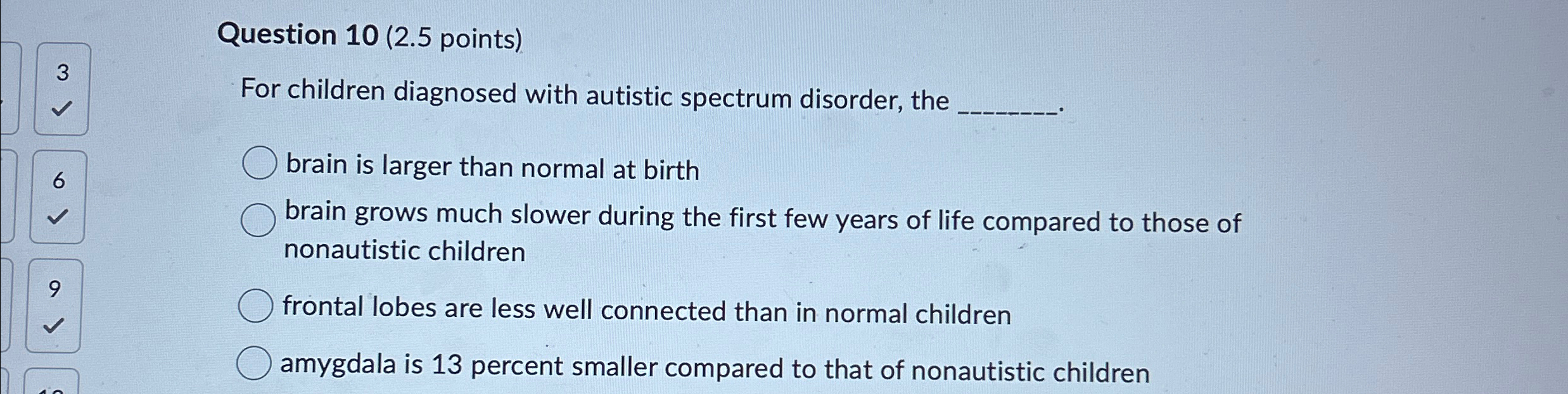 Solved Question 10 (2.5 ﻿points)3For children diagnosed with | Chegg.com