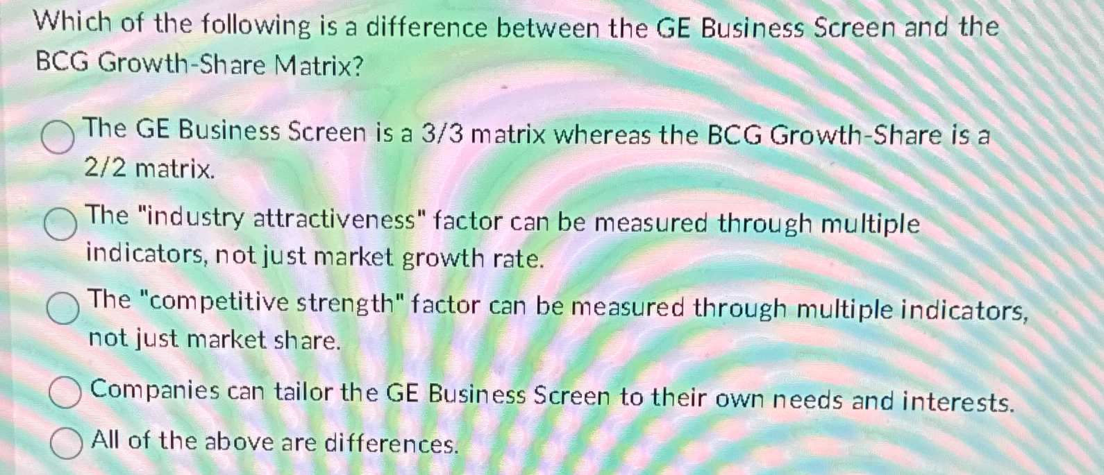 Solved Which of the following is a difference between the GE | Chegg.com