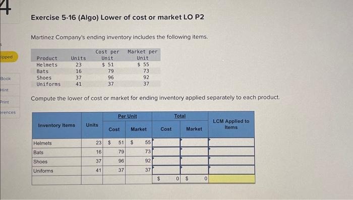 Solved Exercise 5-16 (Algo) Lower of cost or market LO P2 | Chegg.com