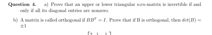 Solved Question 4. ﻿a) ﻿Prove that an upper or lower | Chegg.com