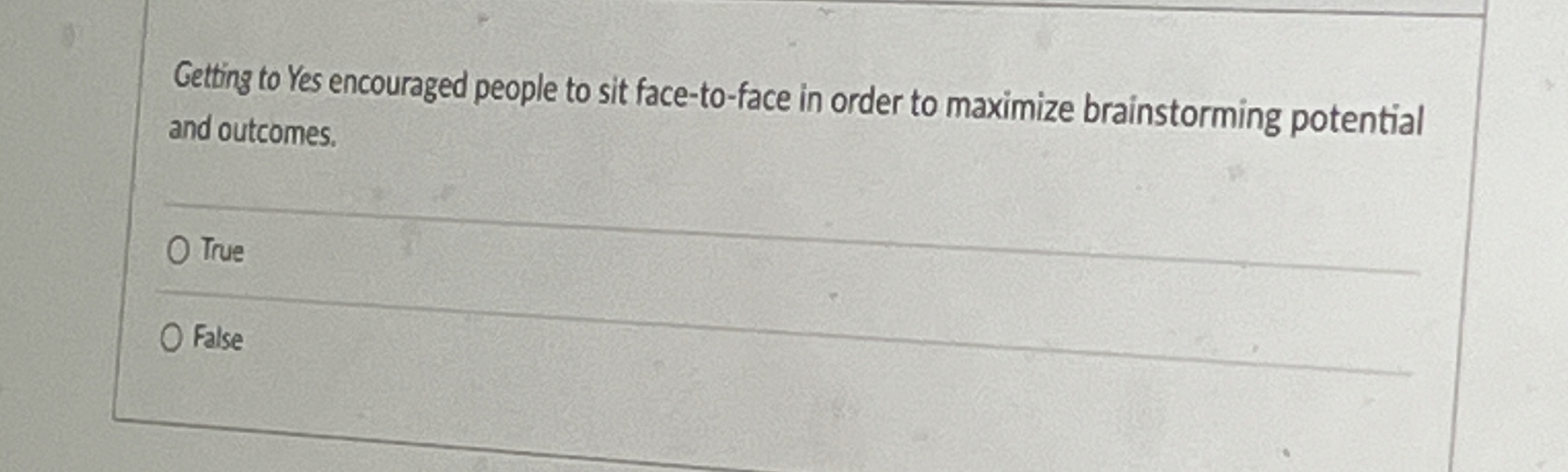 Solved Getting to Yes encouraged people to sit face-to-face | Chegg.com