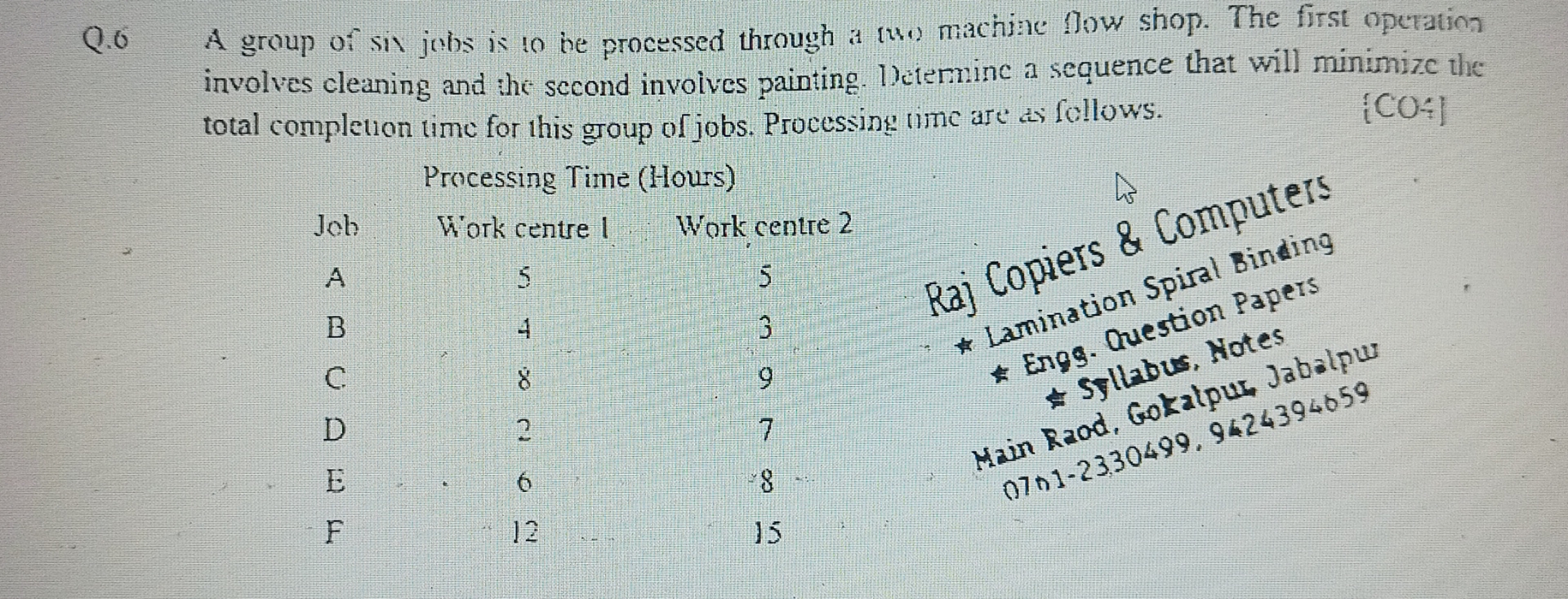 Solved Q. 6 ﻿A group of sil jobs is to be processed through | Chegg.com