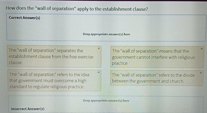 Solved How does the "wall of separation" apply to the | Chegg.com