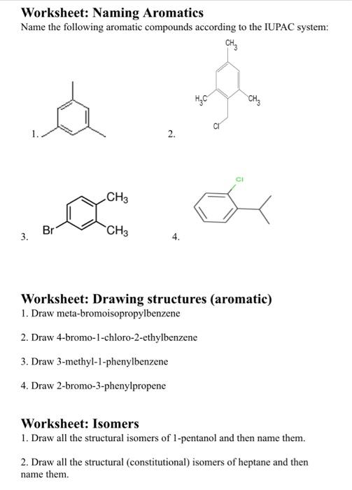 Solved Worksheet: Isomers 1. Draw all the structural isomers | Chegg.com