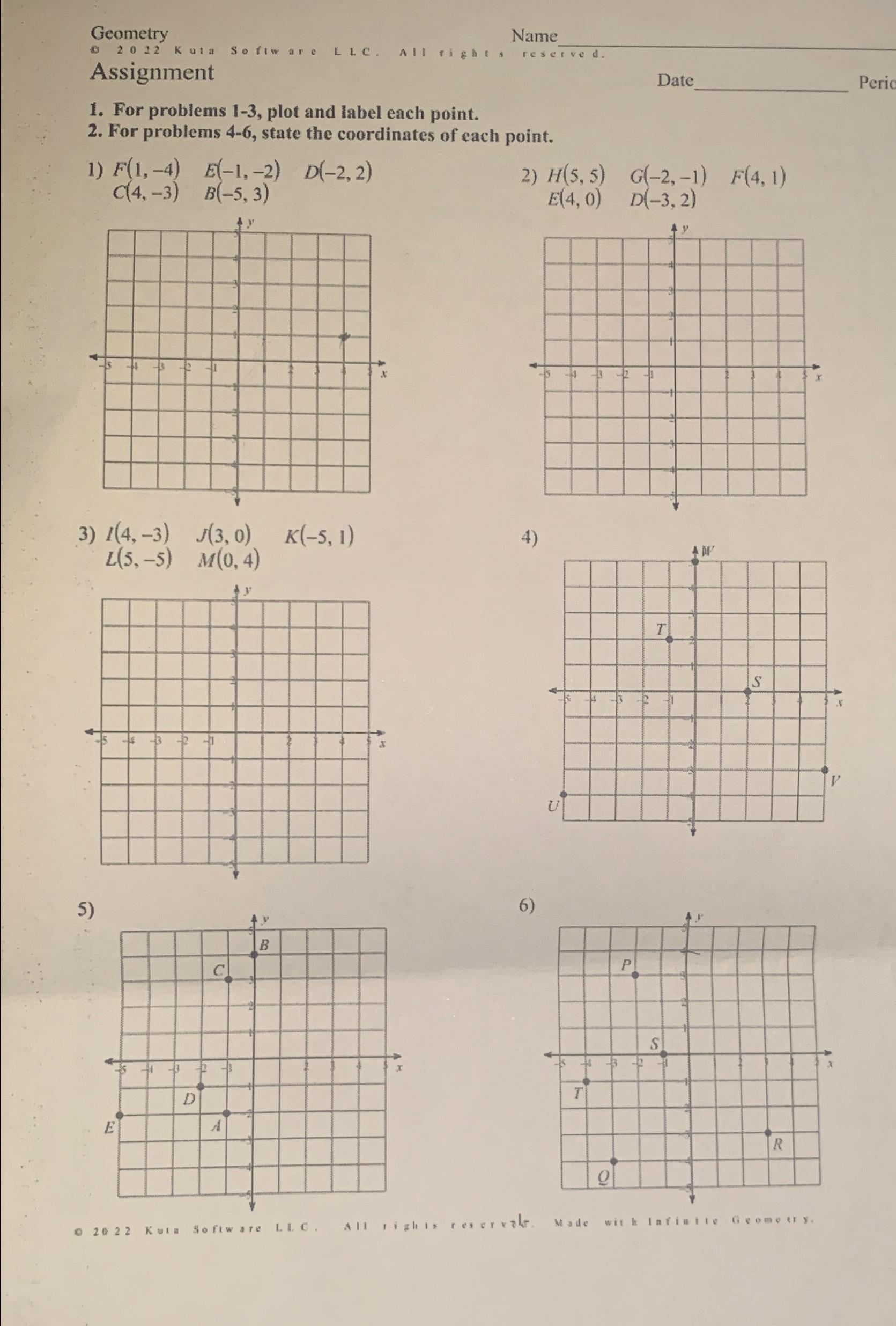 Solved GeometryNameAssignmentDatPericFor problems 1-3, ﻿plot | Chegg.com