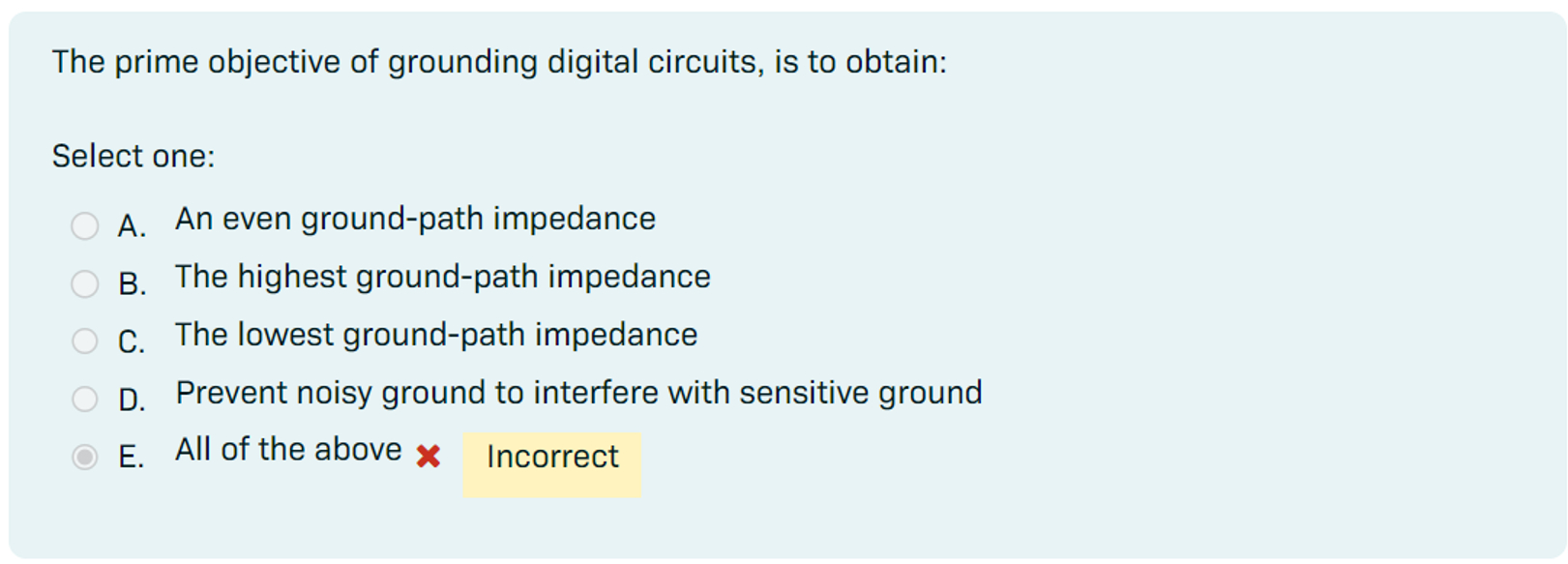 Solved The prime objective of grounding digital circuits, is | Chegg.com