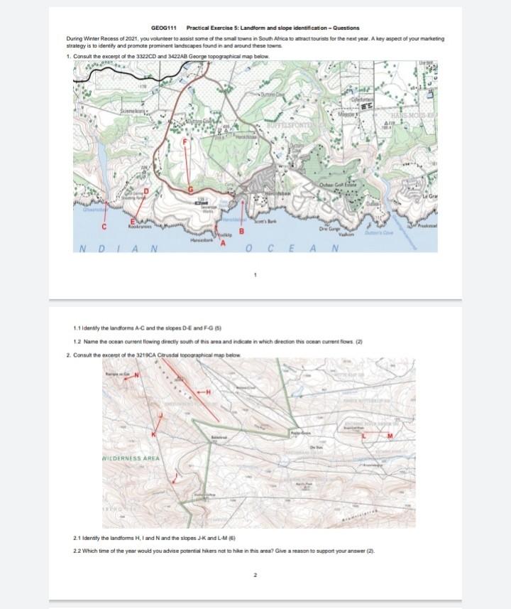 Solved GEOG111 Practical Exercise 3: Landform and slope | Chegg.com
