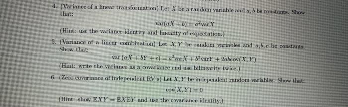 Solved 4. (Variance of a linear transformation) Let X be a | Chegg.com
