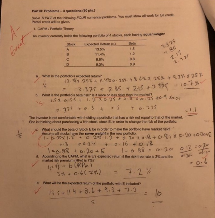 Solved Part II: Problems - 3 questions (50 pts.) Solve THREE | Chegg.com