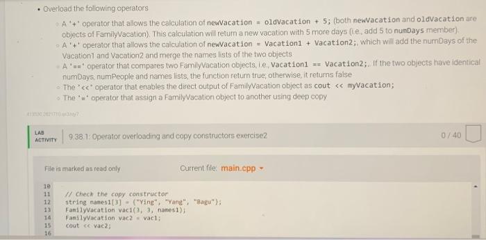 Solved Given a class Familyvacation below - Define three | Chegg.com