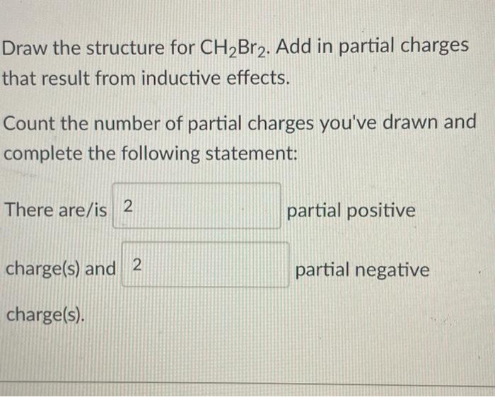 Solved Draw the structure for CH2Br2. Add in partial charges | Chegg.com