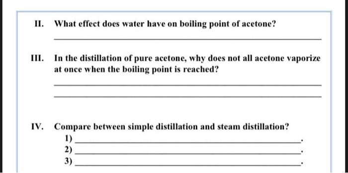 Solved II. What effect does water have on boiling point of | Chegg.com