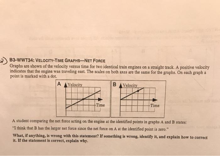 Solved B3-WWT34: VELOCITY-TIME GRAPHS-NET FORCE Graphs are | Chegg.com